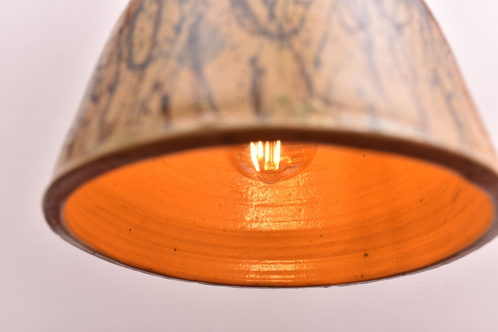 Pendant Lamp, Bell Shape, Abstract Lampshade, Suspension Clay Light for ...