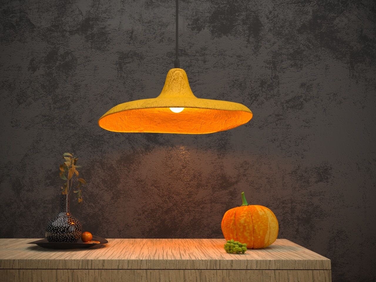 Pendant Yellow Unique Lighting Hanging Industrial Light for Living Room ...