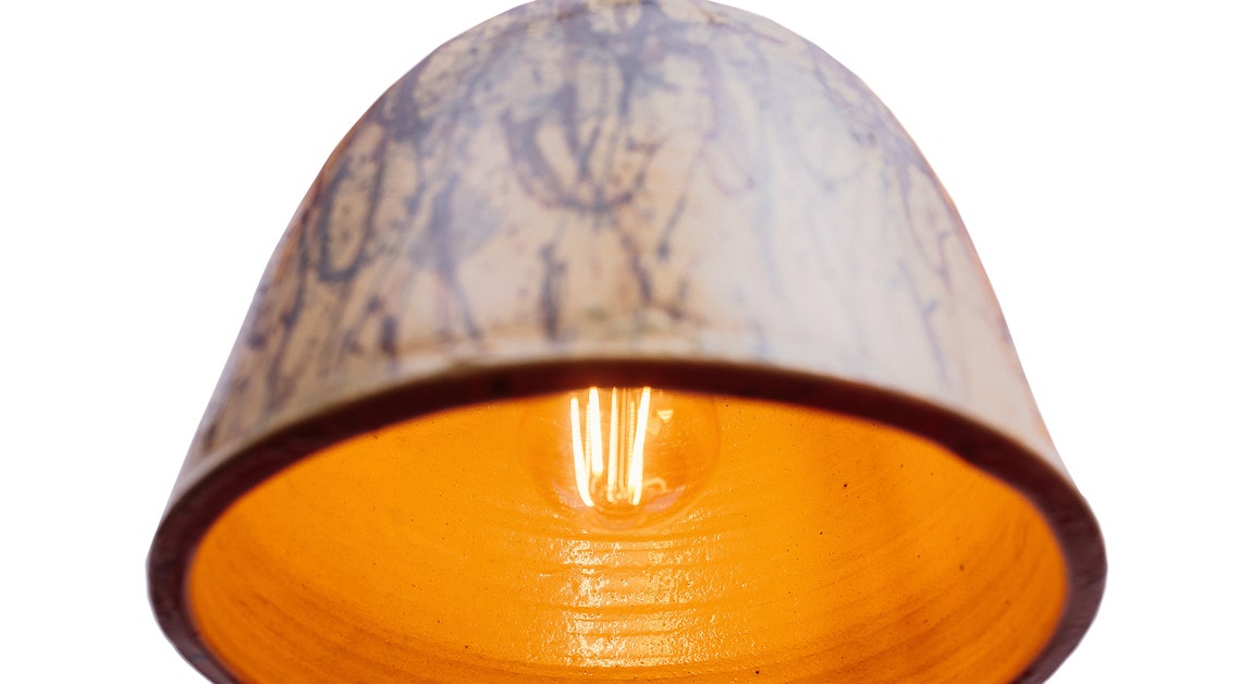Pendant Lamp, Bell Shape, Abstract Lampshade, Suspension Clay Light for ...