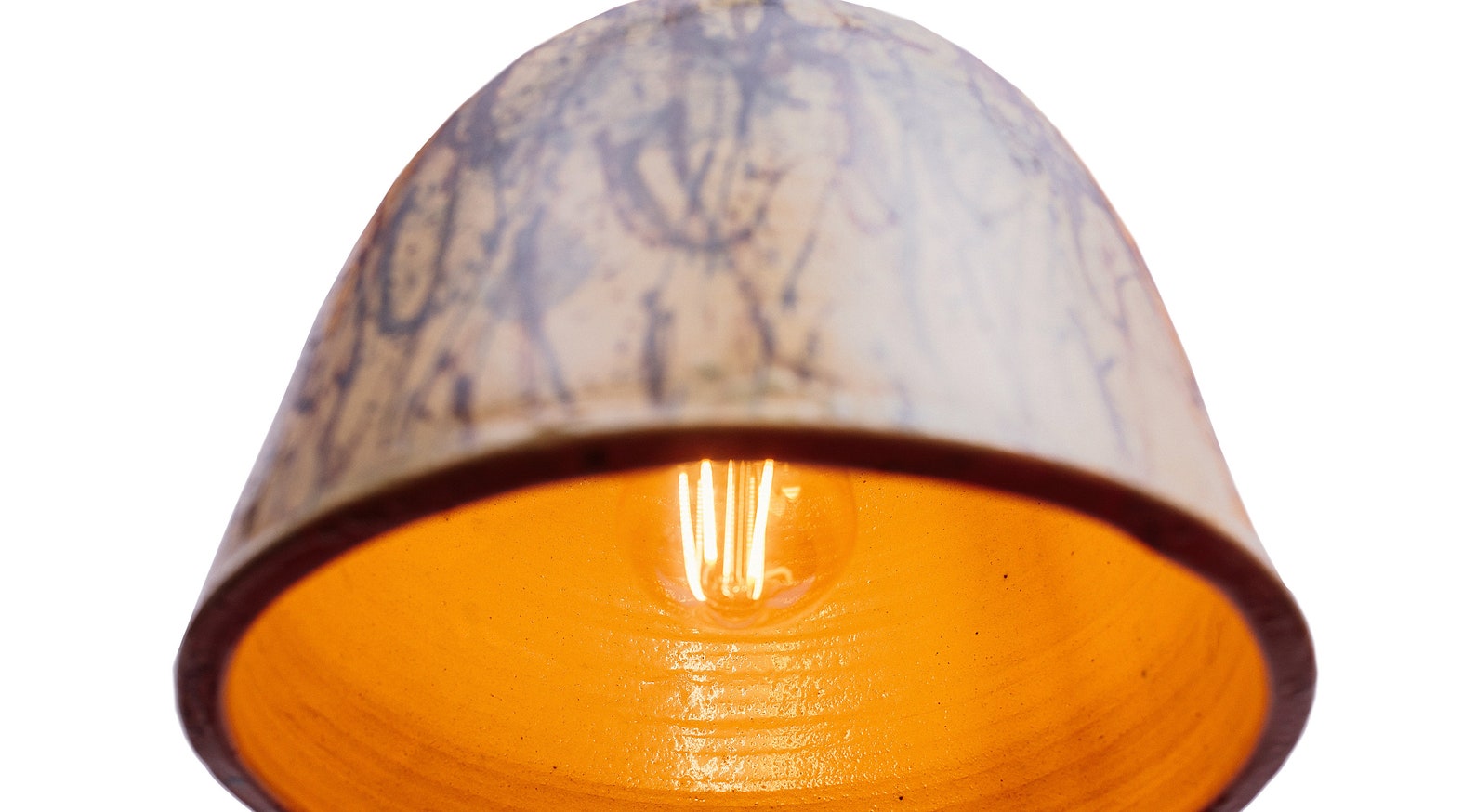 Pendant Lamp, Bell Shape, Abstract Lampshade, Suspension Clay Light for ...