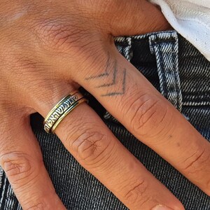 Jewish Spinner Ring for Men, Shema Israel Ring, 9K Solid Gold & Silver ...