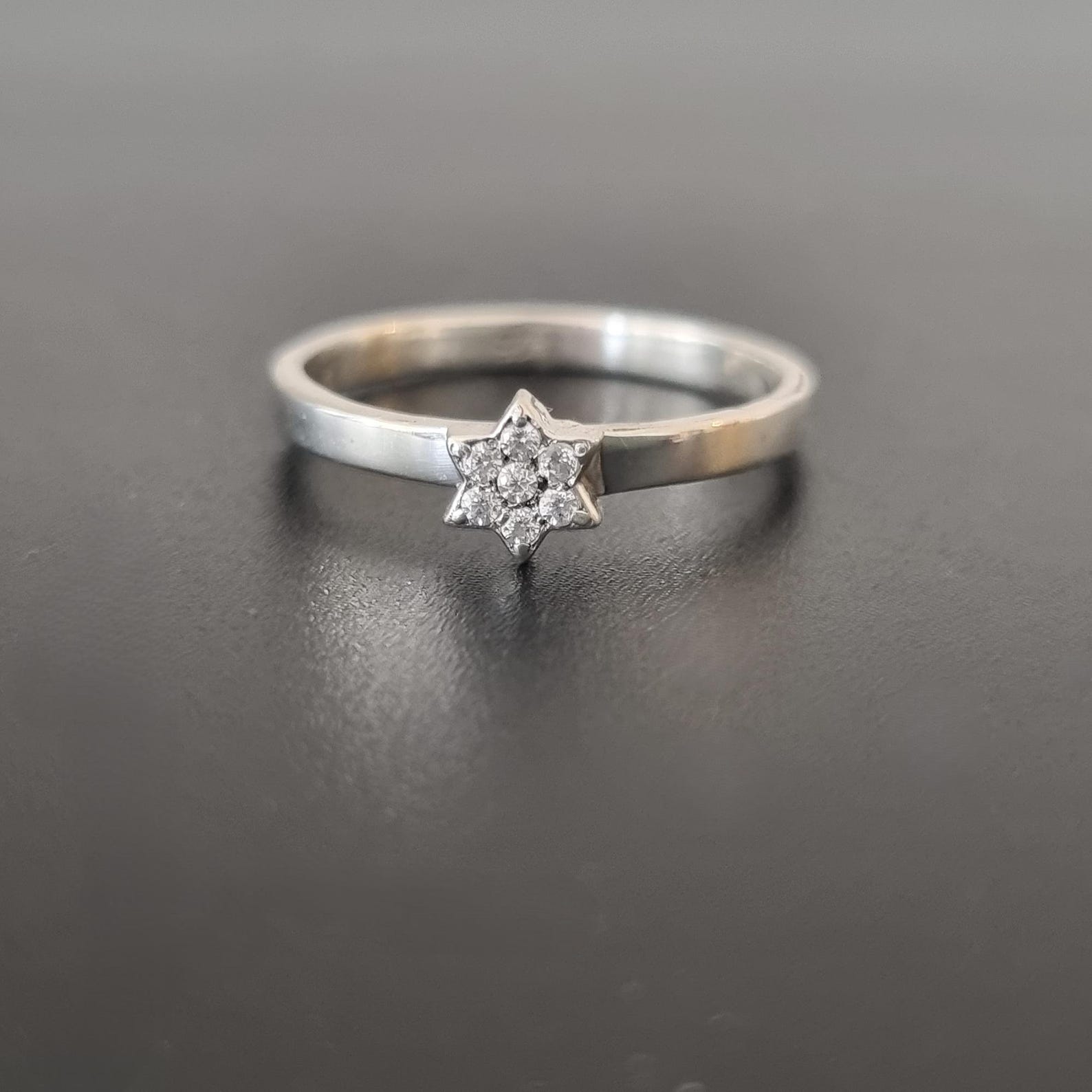Silver Star of David Ring, Turquoise Stones Ring, Jewish Ring, Delicate ...