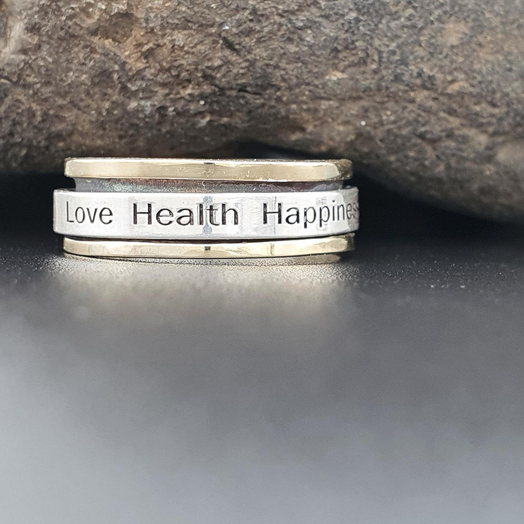 Meditation Spinner Ring, Two Tone Ring, Love Blessing Ring, Gold and ...