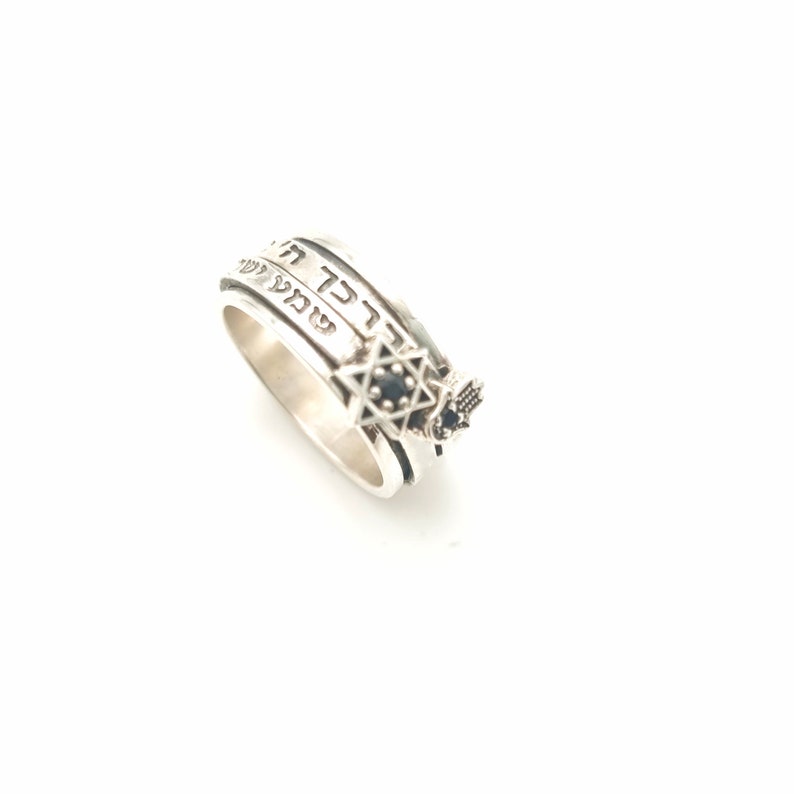 Hebrew Spinner Ring | Jewish Protection Amulet | Star of David & Hamsa ...
