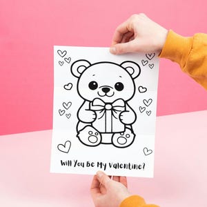 Valentine's Day Coloring Page | Digital Download Printable | Teddy Bear ...