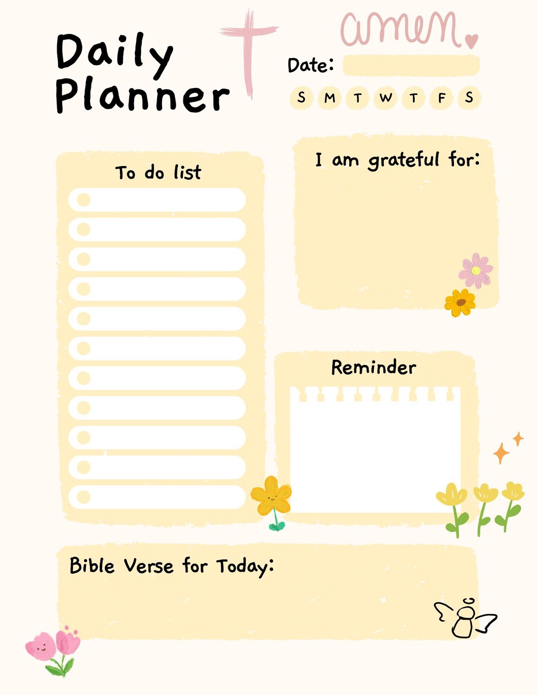 Daily Planner Digital Download Template, Christian, Bible, Organize ...
