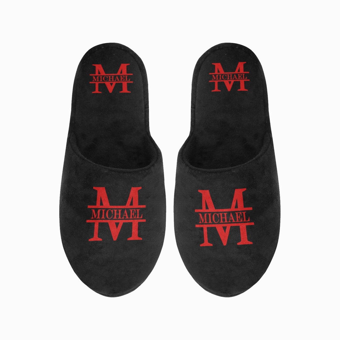 Personalized Plush Slippers, Custom Cotton Slides, Monogram Slippers ...