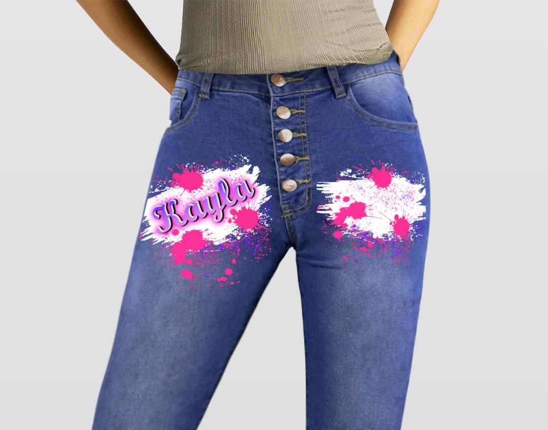 Personalized Jeans Pants for Women, Get Your Name on Custom Jeans Pants ...