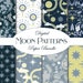 Moon Digital Paper Bundle Night Sky Repeat Pattern Papers Scrapbooking ...
