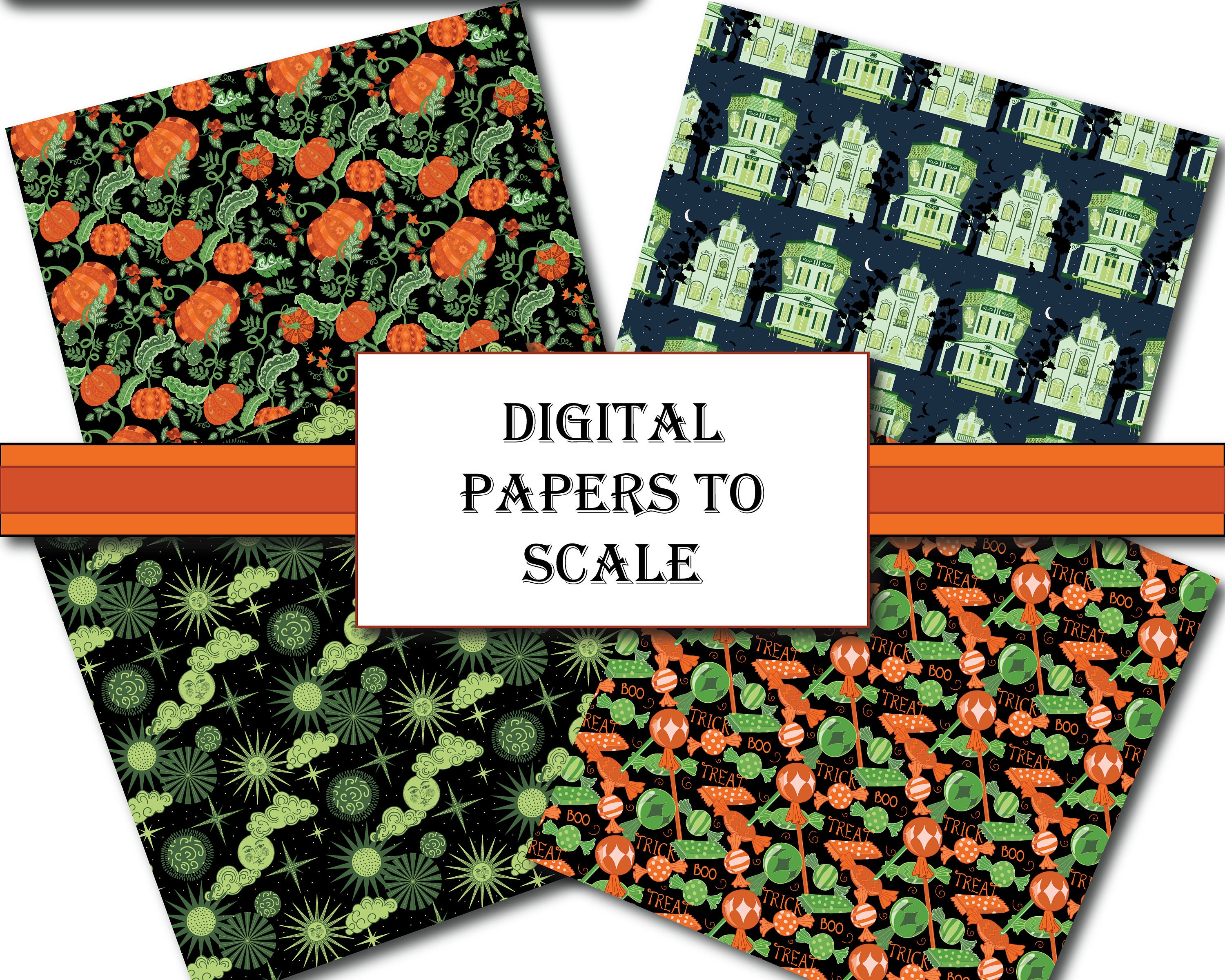 Halloween Digital Papers Repeat Pattern Papers PNG Designs - Etsy