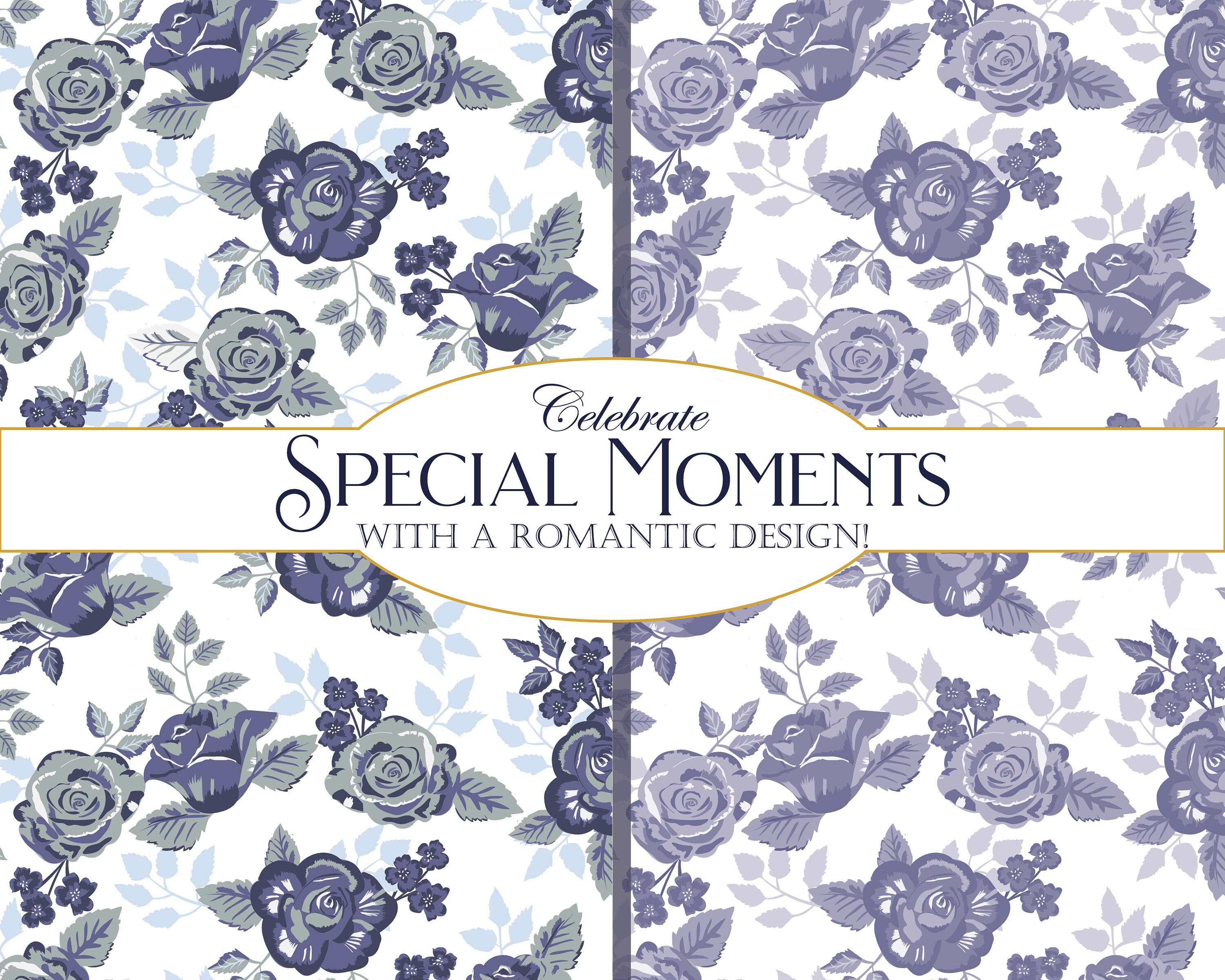 Painted Roses Digital Paper Bundle Vintage Designs Floral PNG Rose ...