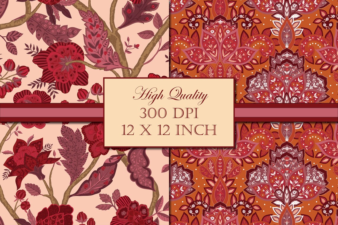 Autumn Digital Papers - Fall Patterns - Chintz Patterns - Repeat ...