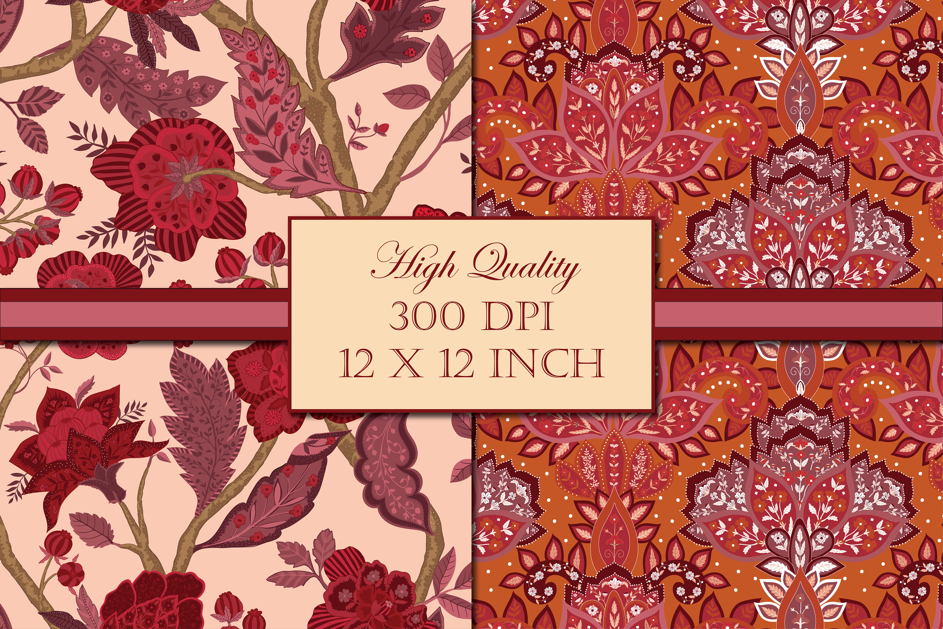 Autumn Digital Papers - Fall Patterns - Chintz Patterns - Repeat Pattern Designs - Printable ...
