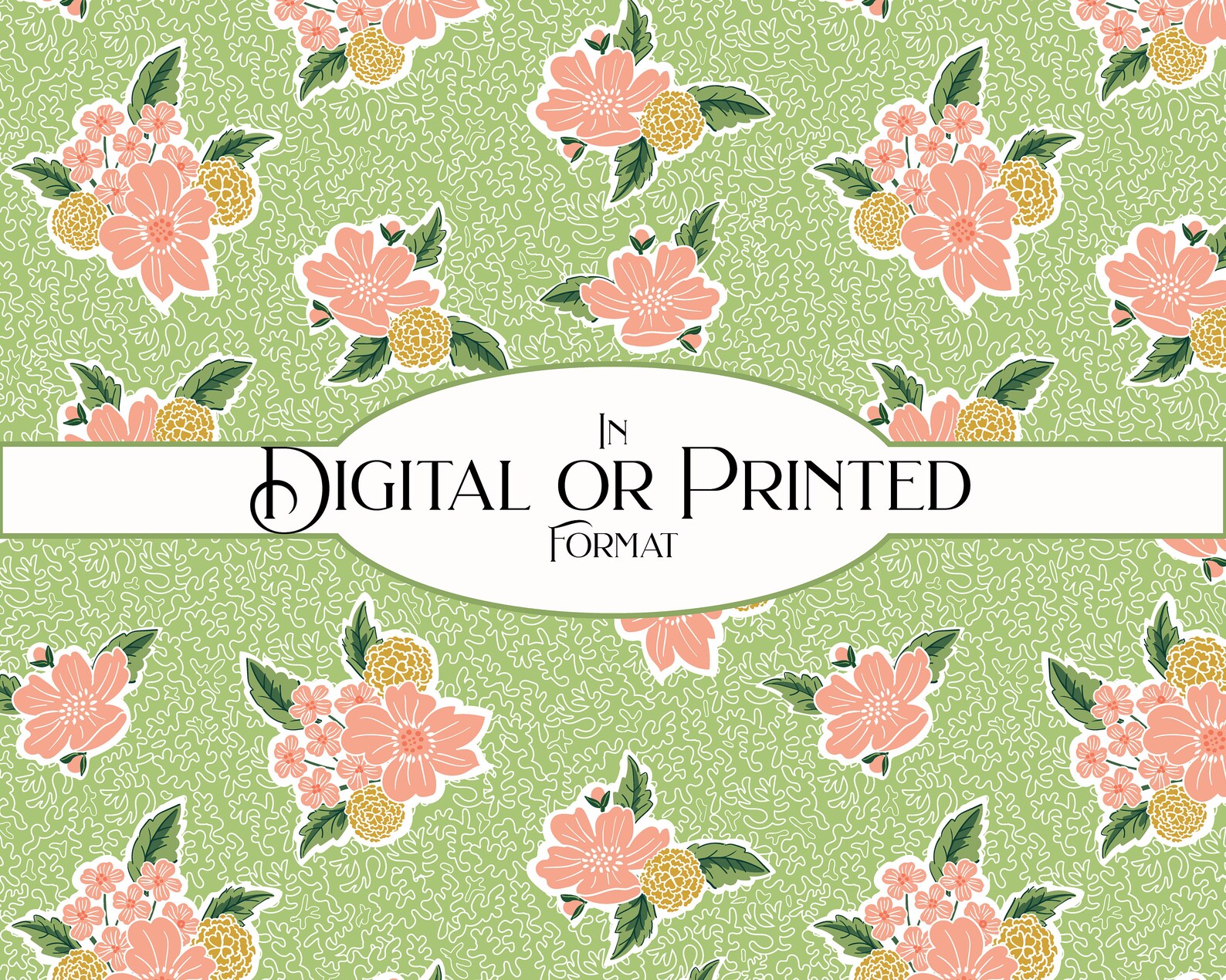 Pink and Green Scrapbooking Digital Paper, Garden Tools, Garden Flowers ...