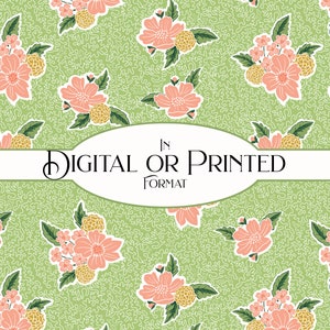 Pink and Green Scrapbooking Digital Paper, Garden Tools, Garden Flowers ...