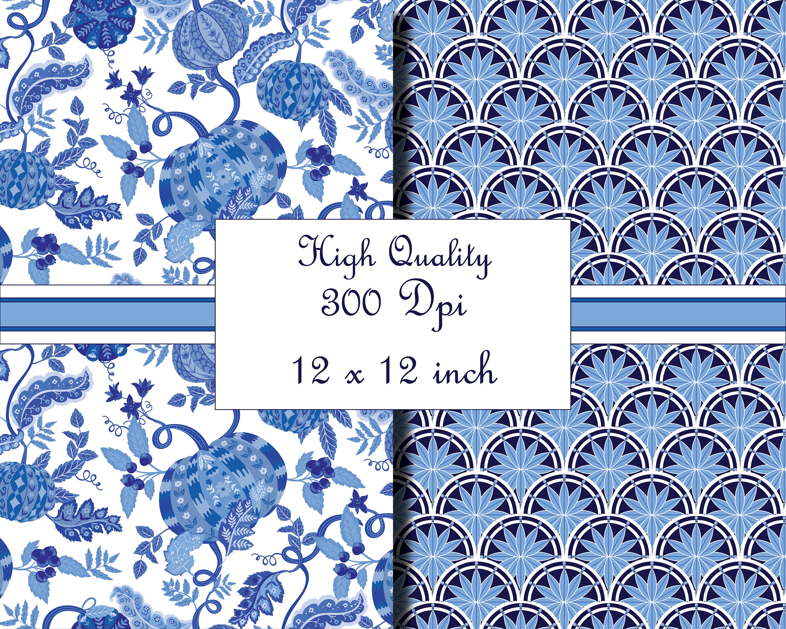 Chinoiserie Digital Paper, Blue and White Patterns, Repeat Patterns ...