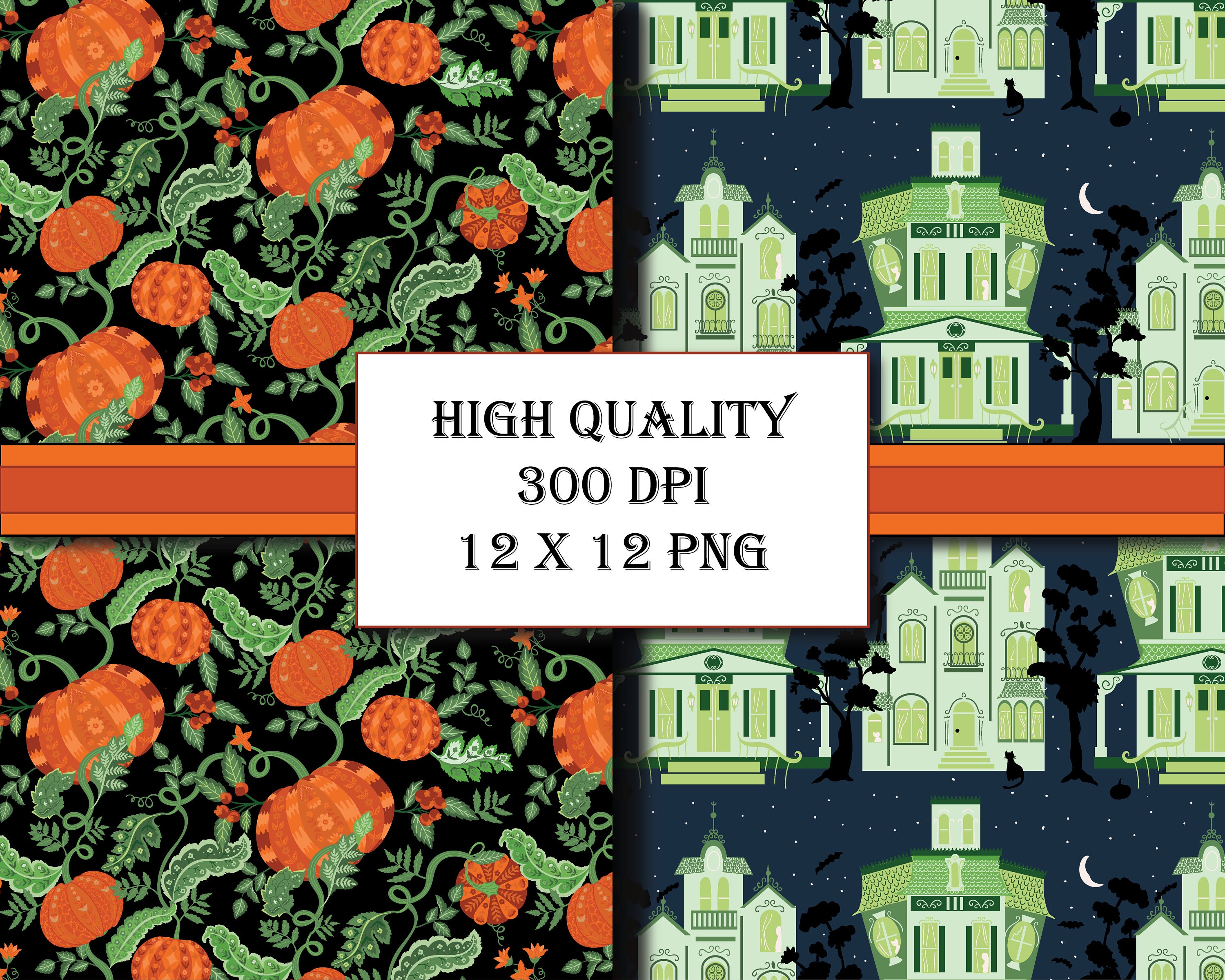Halloween Digital Papers Repeat Pattern Papers PNG Designs - Etsy
