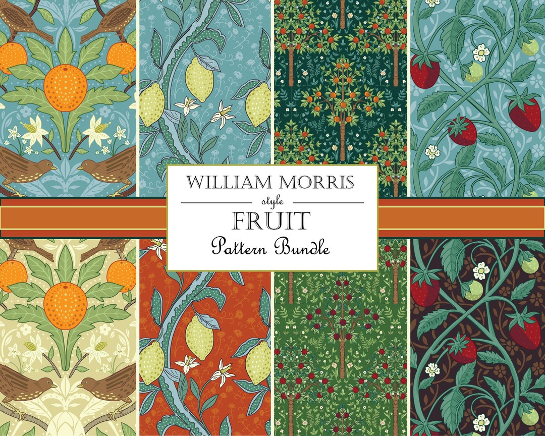 William Morris Fruit Digital Papers: Art Nouveau Seamless Patterns (PNG ...
