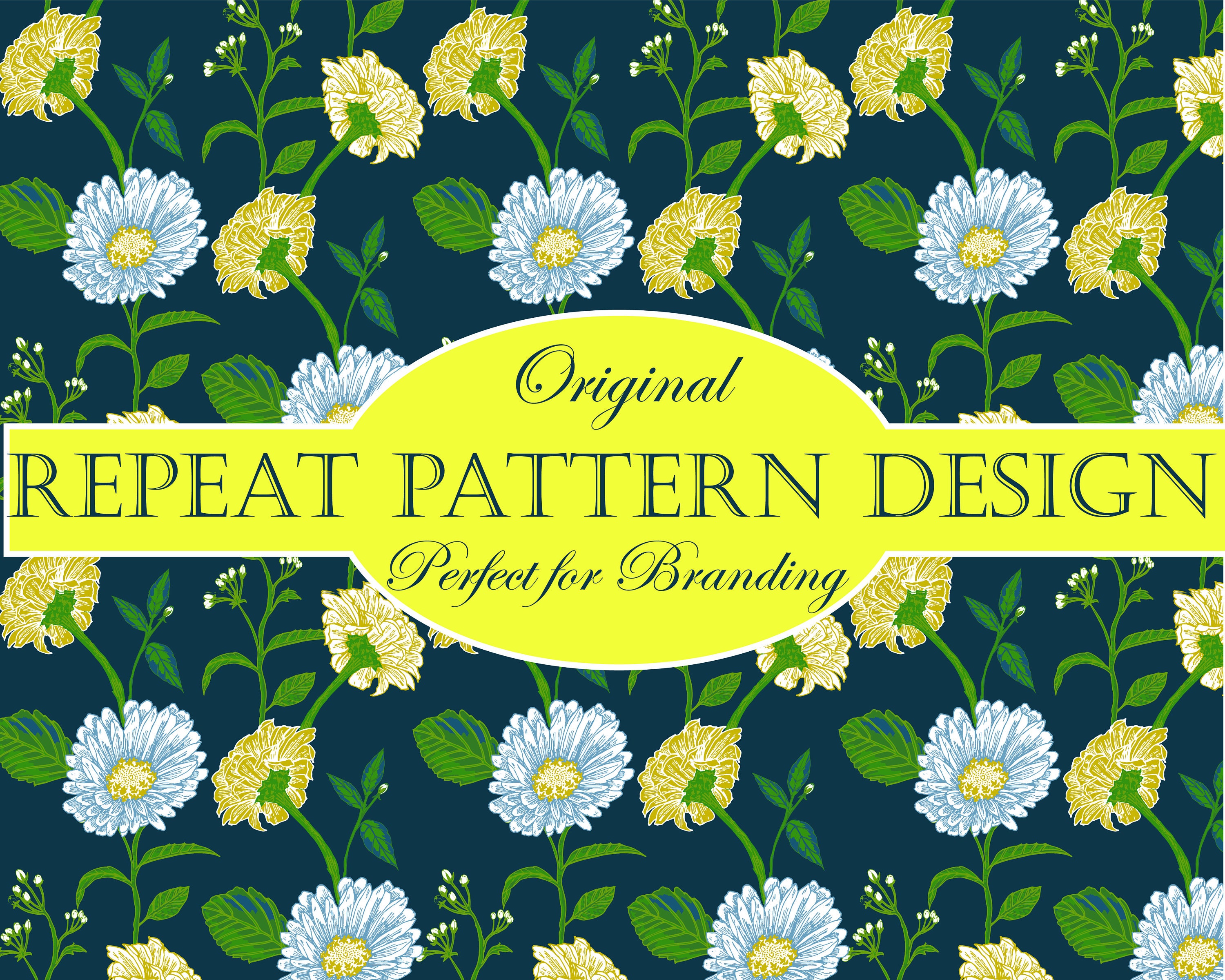 Modern Victorian Pattern Bundle in Yellow/blue, Garden Pattern Bundle ...