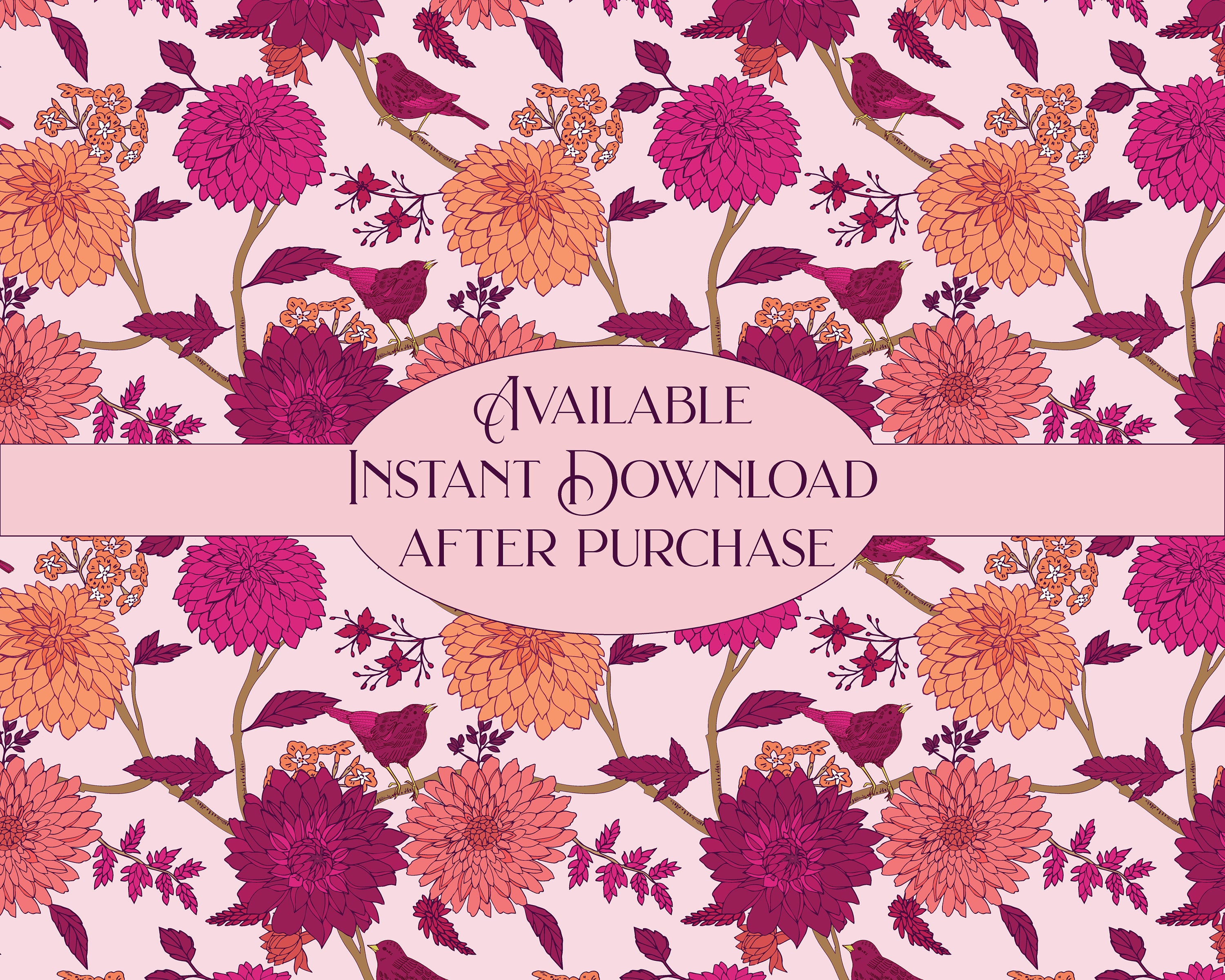 Bohemian Digital Papers Dark Purple Pink Digital Scrapbooking Papers ...