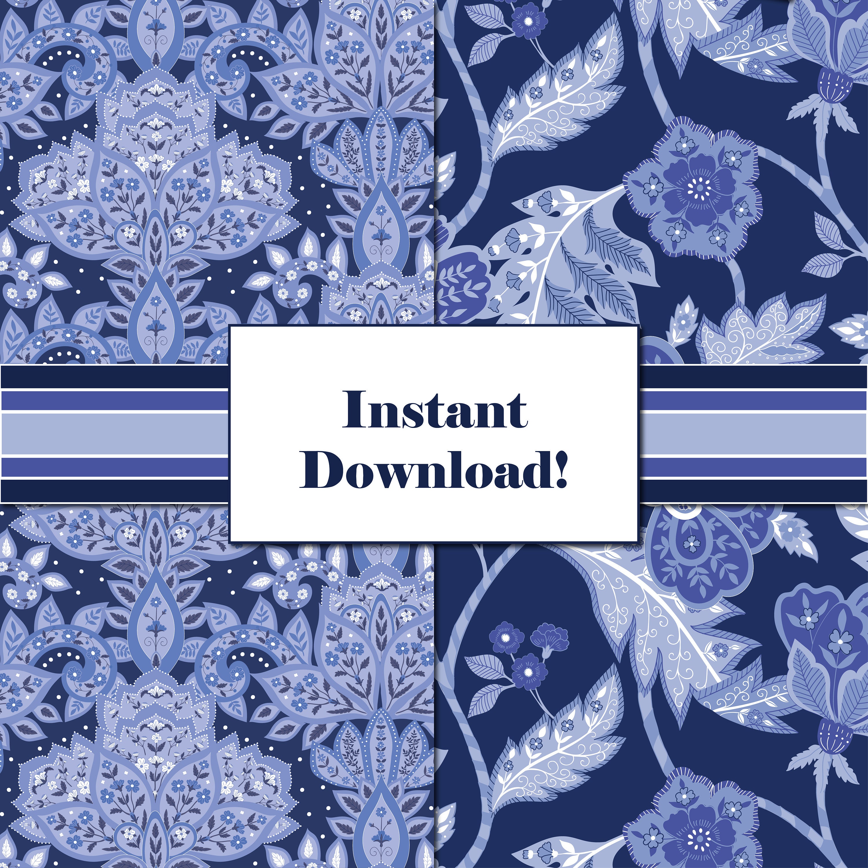 Seamless Indian Patterns, Block Print Patterns, Digital Paper Bundle ...