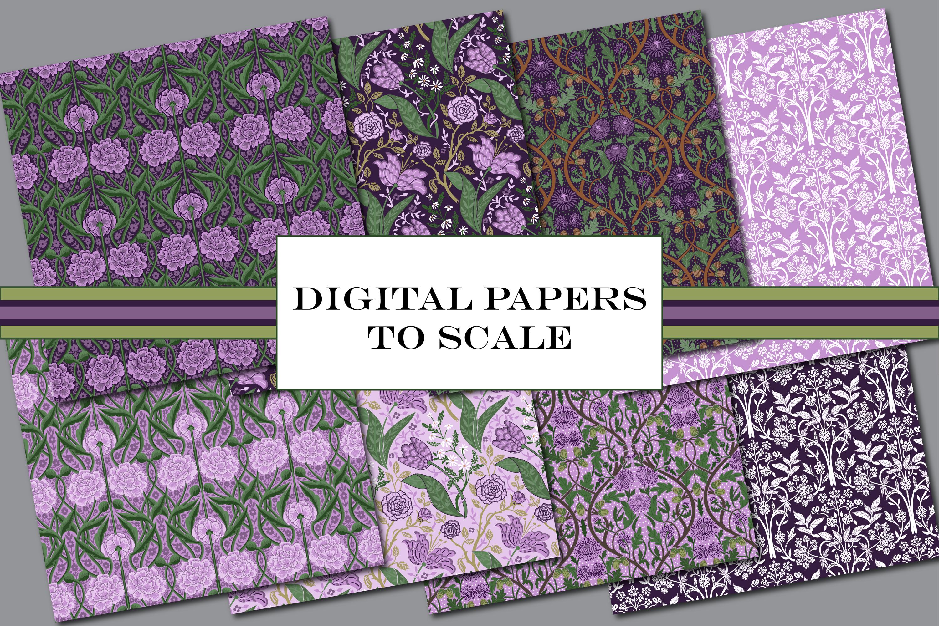 William Morris Purple Floral Digital Paper: Seamless Textile Designs ...