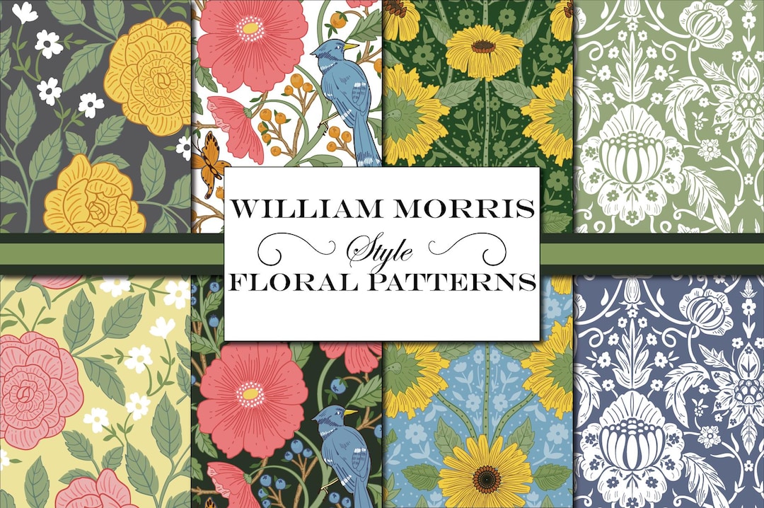 William Morris Style Floral Pattern Bundle, Seamless Vector Patterns - Etsy