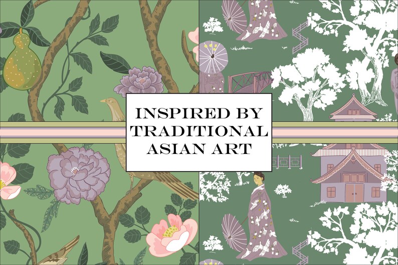Chinoiserie Digital Paper, Seamless Patterns, Asian Repeat Pattern ...