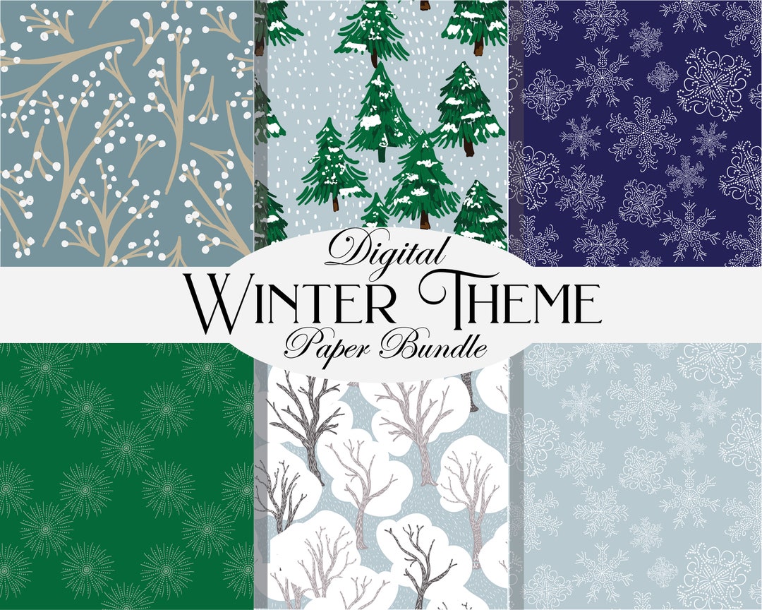 Winter Digital Paper: Snowflake & Tree Patterns (digital Download) - Etsy