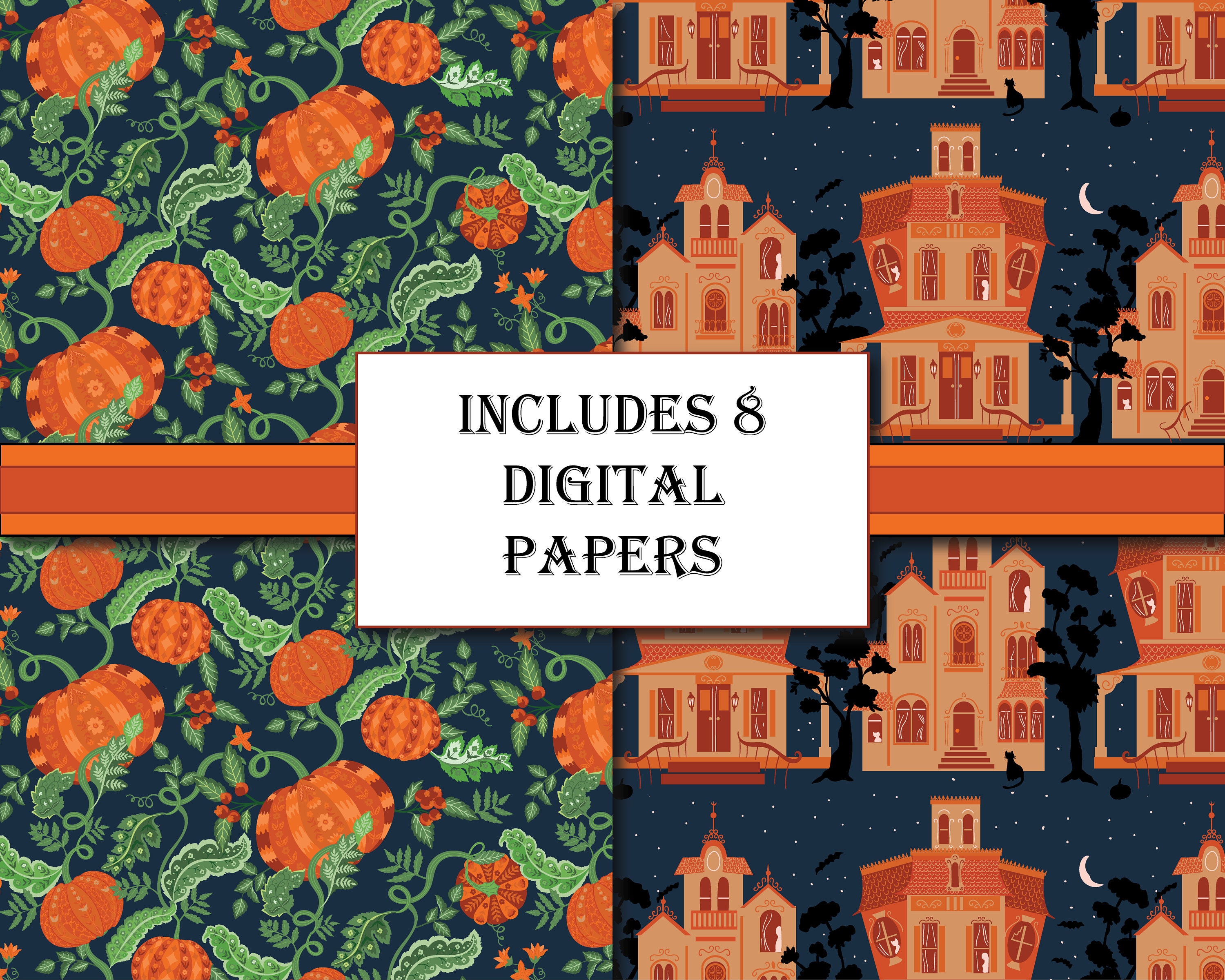 Halloween Digital Papers Repeat Pattern Papers PNG Designs - Etsy