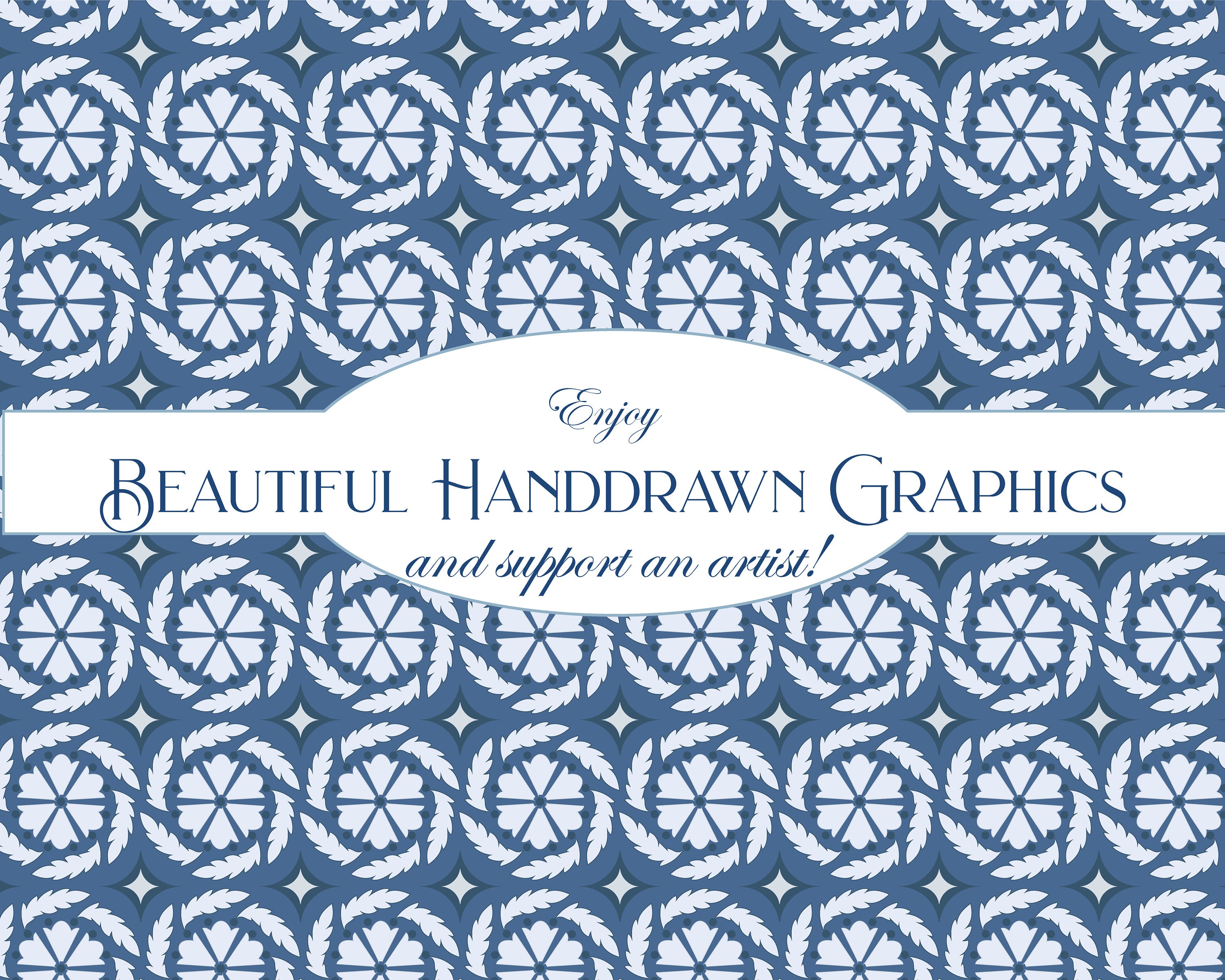 Blue and White Floral Digital Paper Bundle Digital Download ...