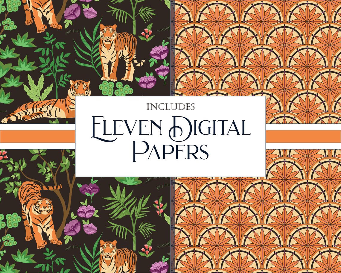 Chinoiserie Digital Papers Tiger Theme Tiger Wallpaper - Etsy