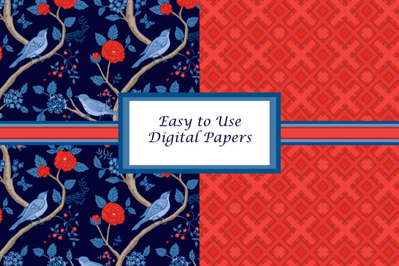 Red White and Blue Patterns, Digital Papers, Independence Day, Fourth ...