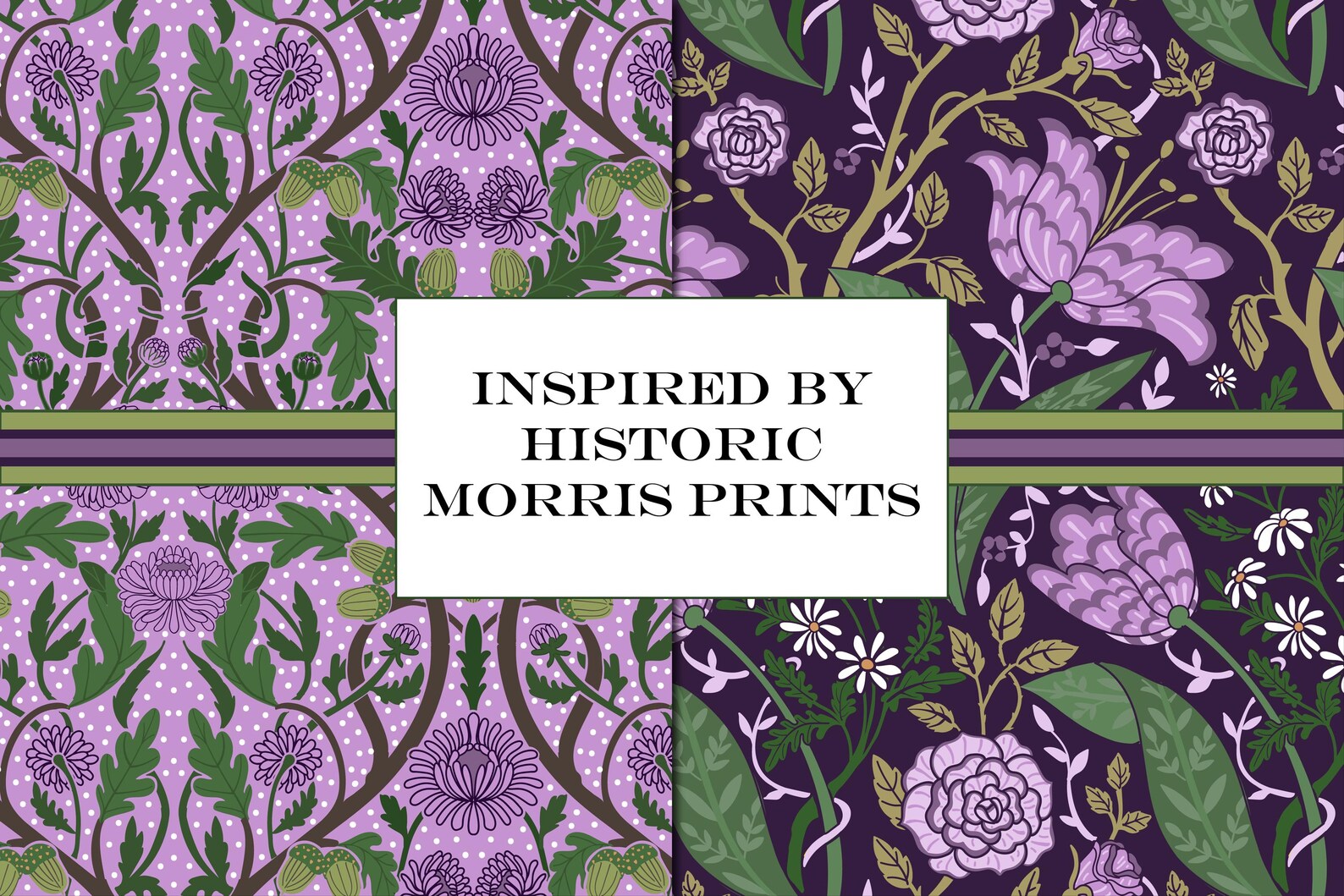 William Morris Purple Floral Digital Paper: Seamless Textile Designs ...