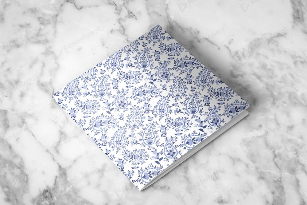 Blue & White Boho Digital Paper, Indian Floral Patterns (digital ...