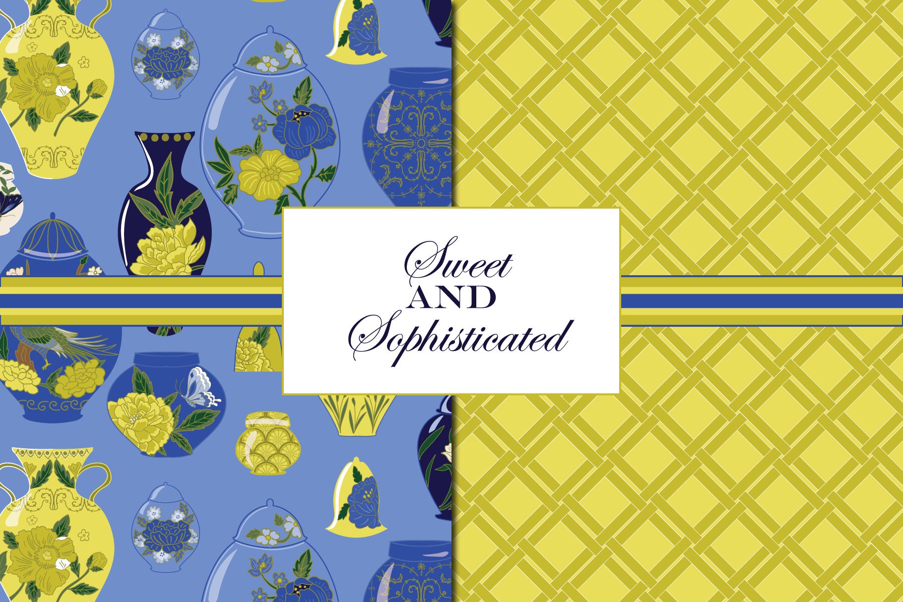 Cloisonné Patterns Yellow Blue Digital Papers Patterns Tiles ...
