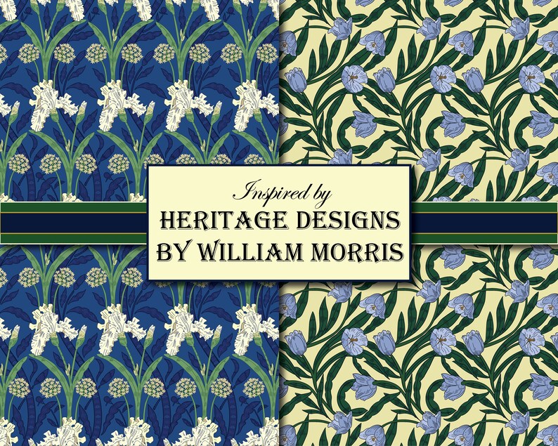 William Morris Digital Papers, Art Nouveau Digital Paper, Decoupage ...