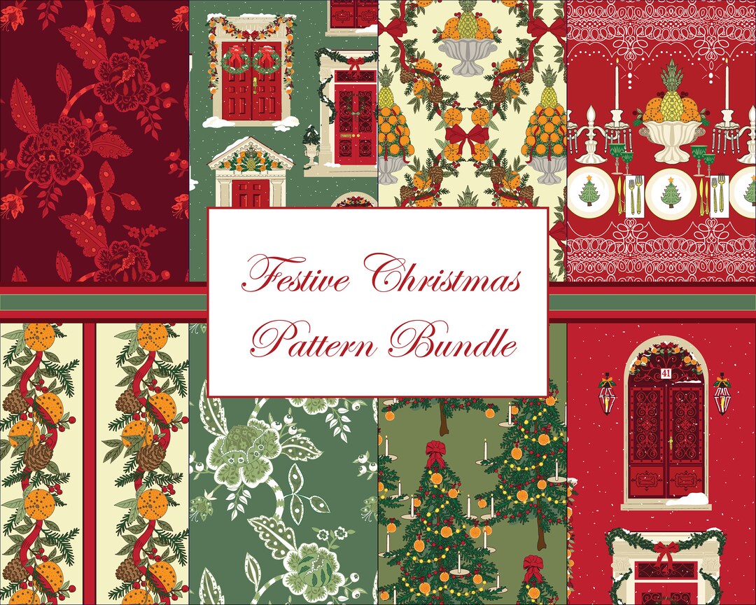 Christmas Digital Papers, Cute Christmas Papers, Colonial Patterns ...