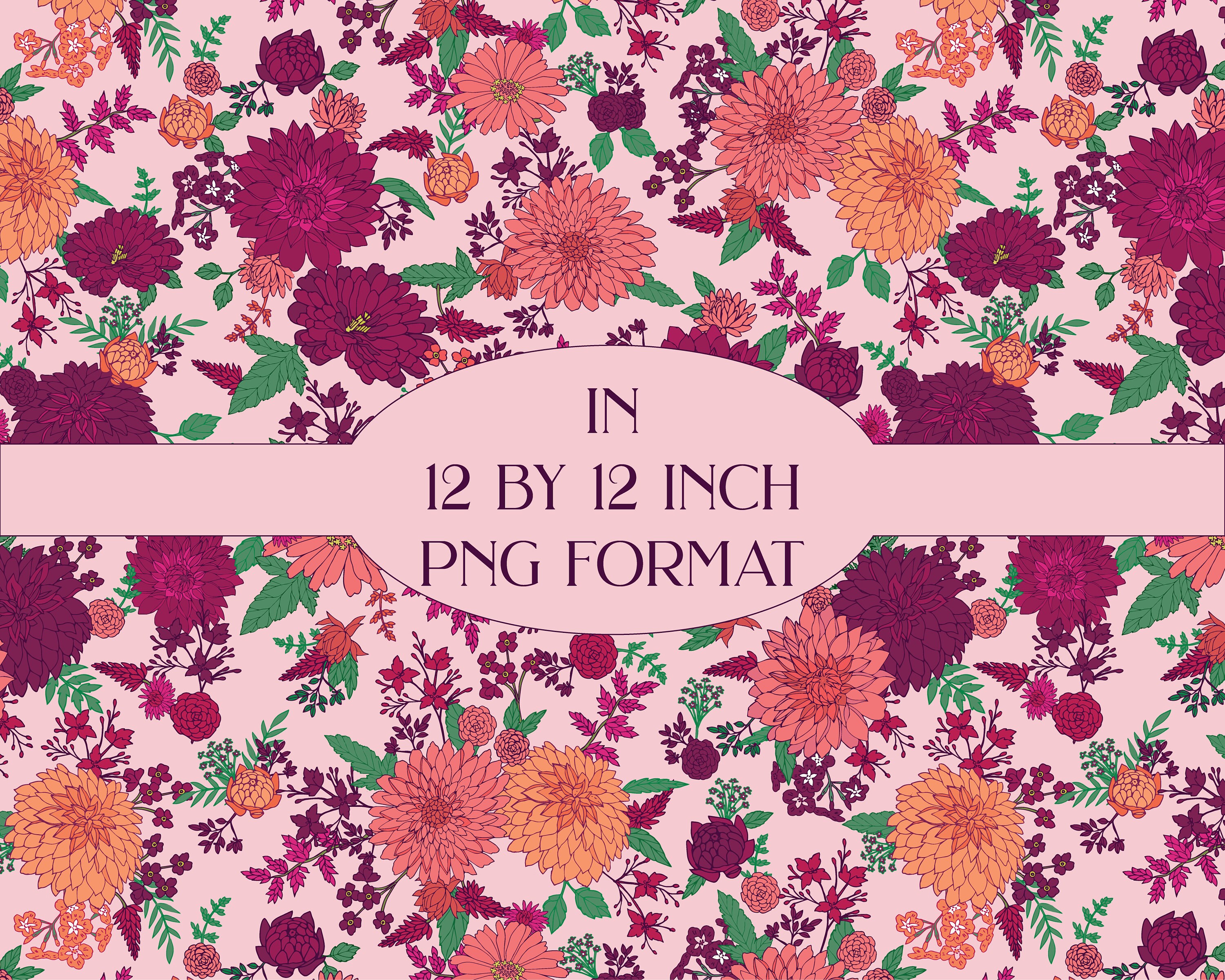 Bohemian Digital Papers Dark Purple Pink Digital Scrapbooking Papers ...