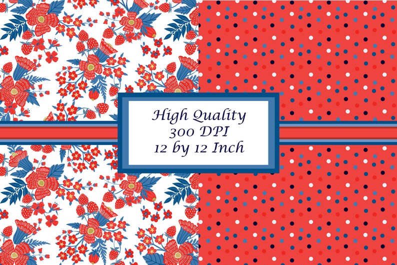 Red White and Blue Patterns, Digital Papers, Independence Day, Fourth ...