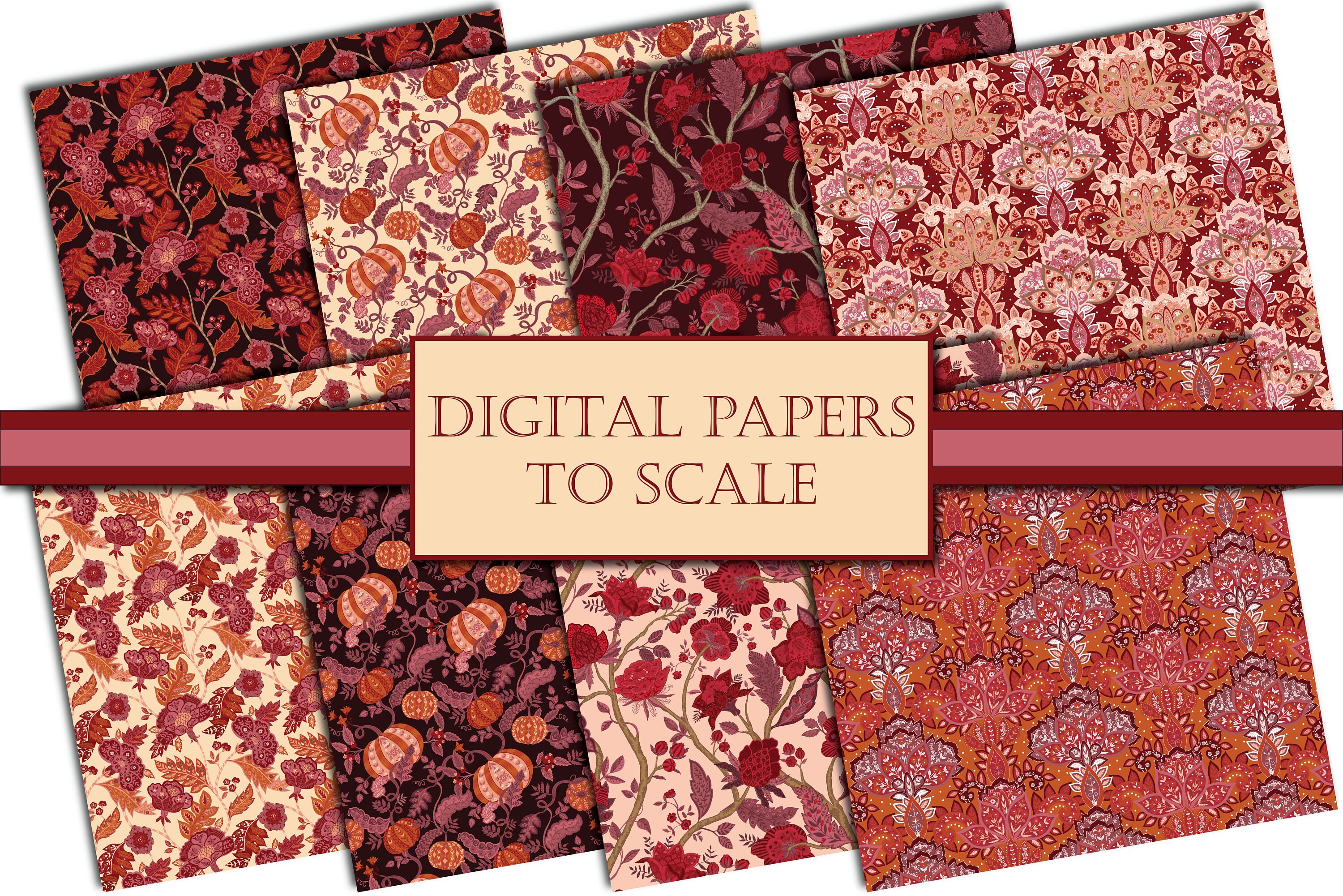 Autumn Digital Papers - Fall Patterns - Chintz Patterns - Repeat ...