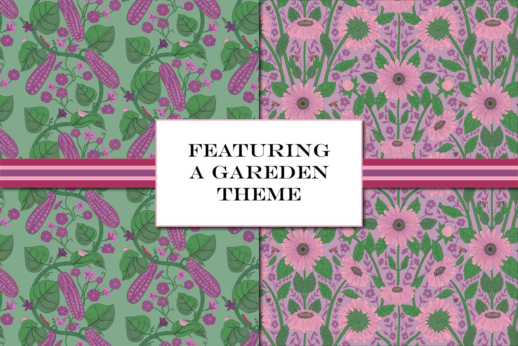 William Morris Garden Paper: Repeat Pattern Digital Paper Bundle (12x12 ...