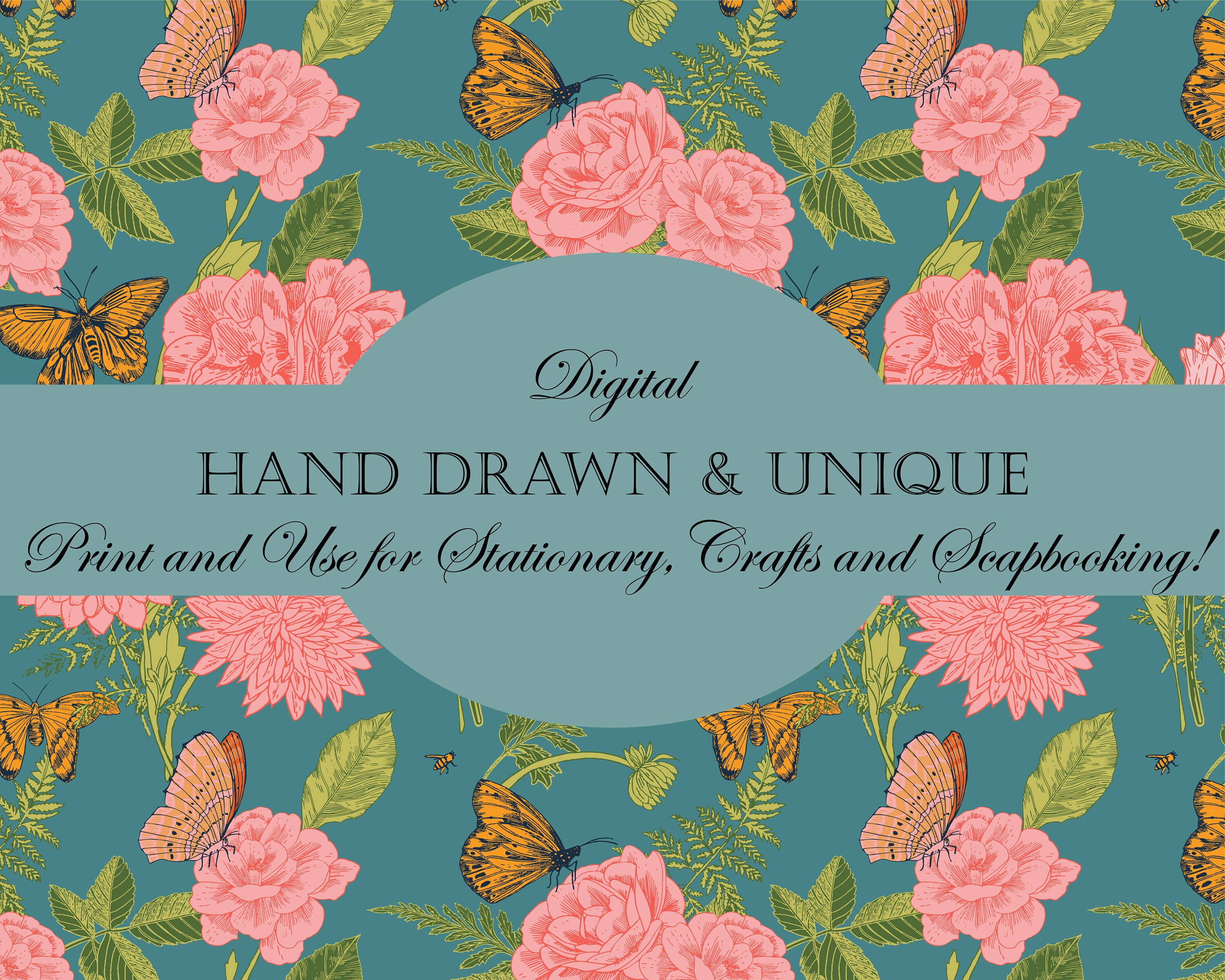 Blooms and Butterflies Digital Paper Floral Digital Paper - Etsy