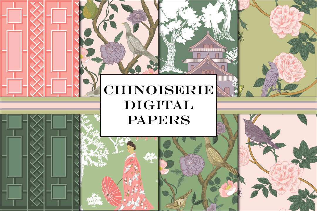 Chinoiserie Digital Paper, Seamless Patterns, Asian Repeat Pattern ...