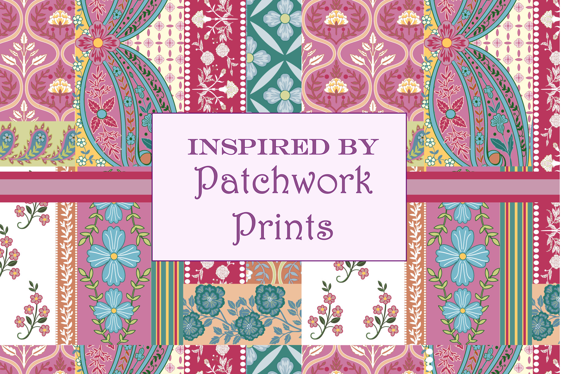 Boho Patchwork Patterns Digital Paper, Seamless Pattern Designs ...