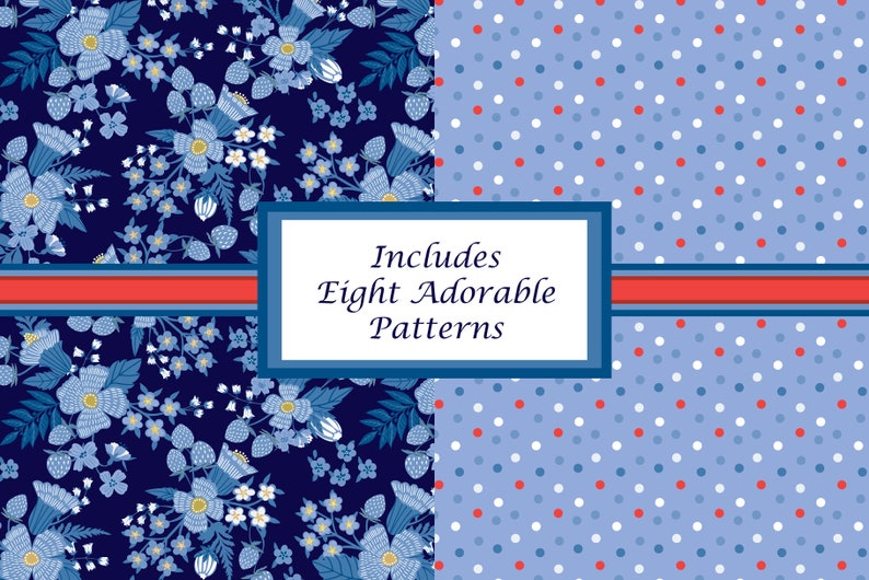 Red White and Blue Patterns, Digital Papers, Independence Day, Fourth ...