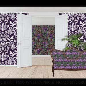 William Morris Purple Floral Digital Paper: Seamless Textile Designs ...