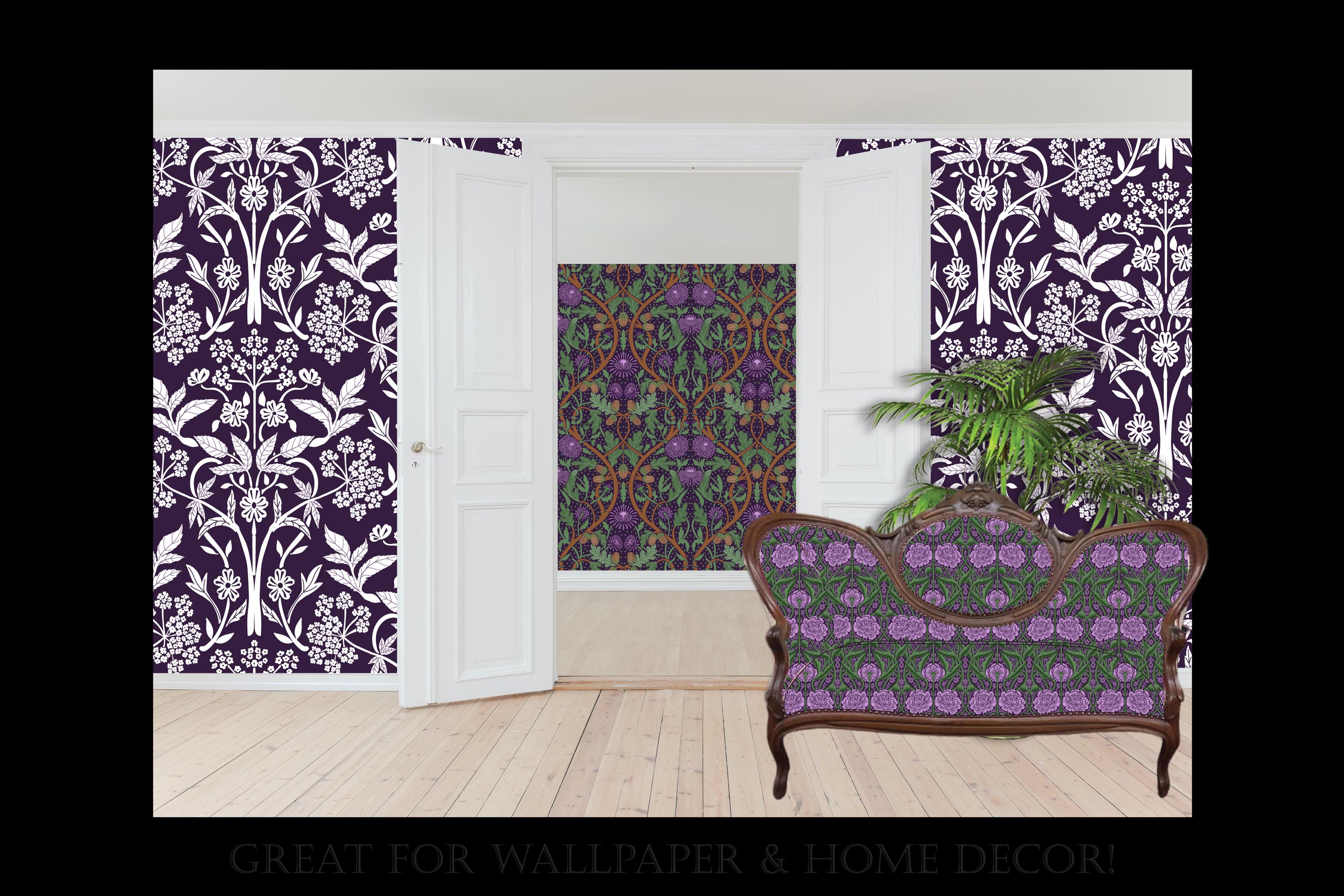 William Morris Purple Floral Digital Paper: Seamless Textile Designs ...