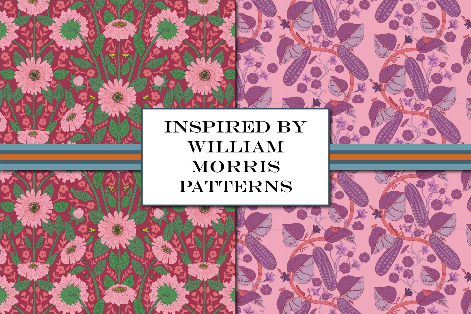 William Morris Garden Paper: Repeat Pattern Digital Paper Bundle (12x12 ...