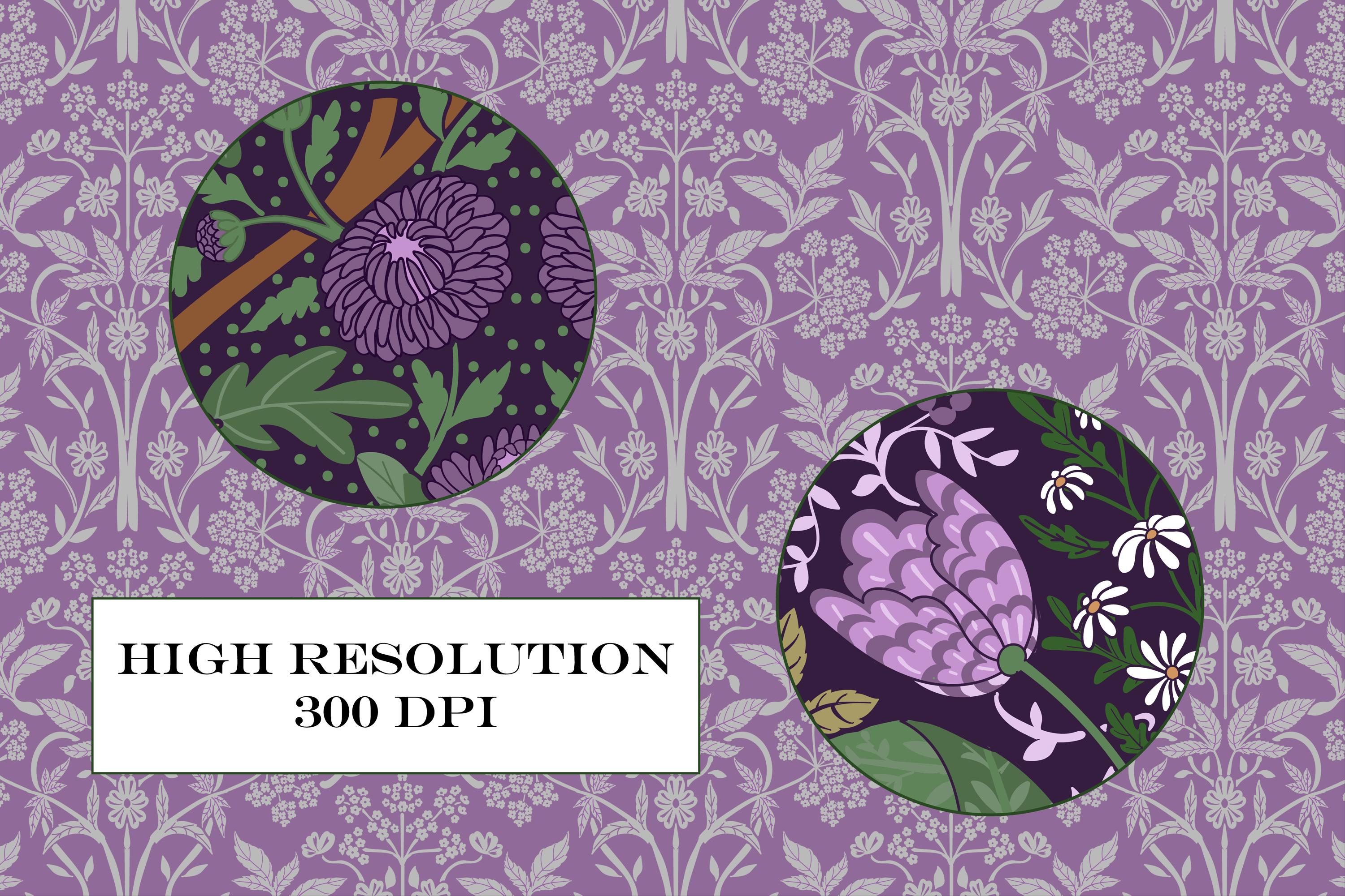 William Morris Purple Floral Digital Paper: Seamless Textile Designs ...